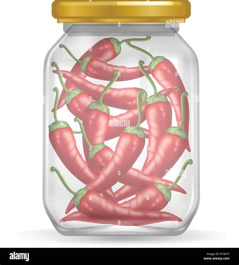 Red Chilli Pickle On The Jar Illustration Stock Vector Image And Art Alamy