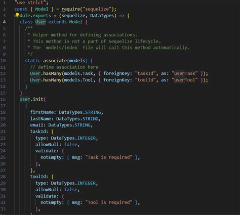 i have hasmany relations between the user and the task in sequelize