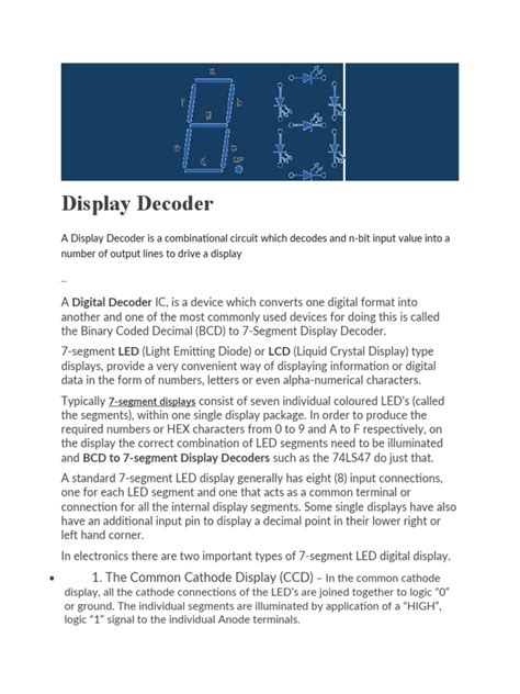 Display Decoder Pdf Binary Coded Decimal Electronic Engineering