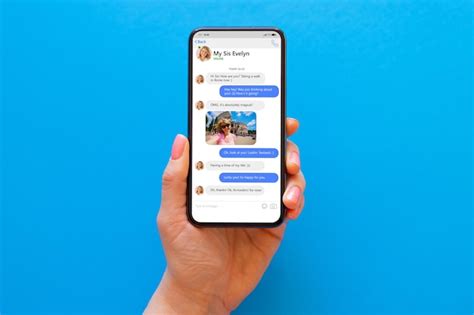 Premium Photo Woman Using Messaging App On Her Phone Mockup Of Sample Premium Photo Woman Using Messaging App On Her Phone Mockup Of Sample