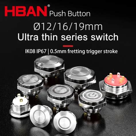 Hban Ip67 Normally Open 16mm Momentary Push Button Switch Without Led 16mm Momentary Push