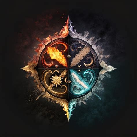 Premium Photo Four Elements Compass Generative Ai Colorful Magical Fantasy Compass Four
