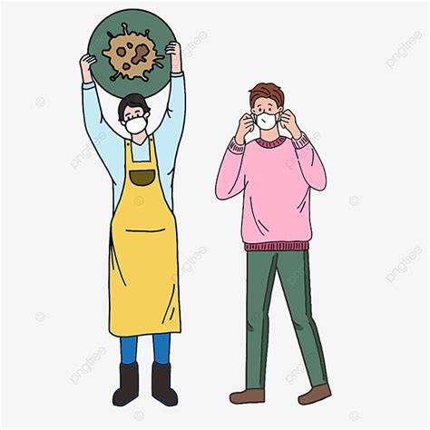 손으로 그린 바이러스 생명 예방 마스크 그림 일러스트 코로나 19 2019 신종 코로나 코로나 바이러스 Png 일러스트 및