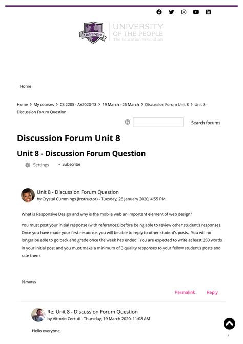 Cs2205 Discussion Forum Unit 8pdf Home Discussion Forum Unit 8 Unit 8