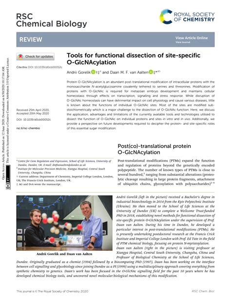 Pdf Tools For Functional Dissection Of Site Specific O Glcnacylation