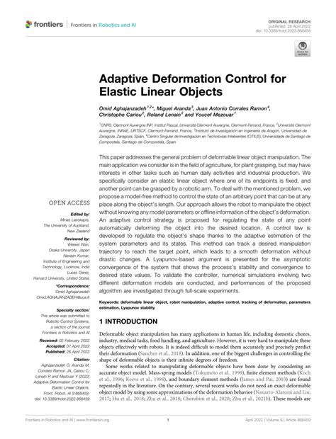 Pdf Adaptive Deformation Control For Elastic Linear Objects