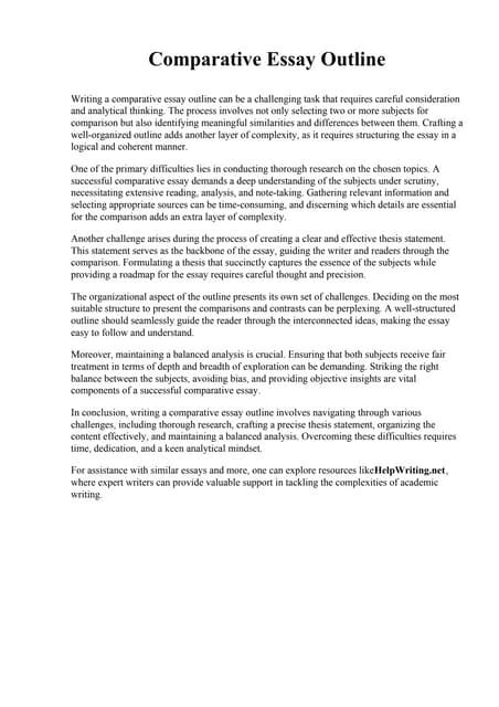 Comparative Essay Outline Pdf