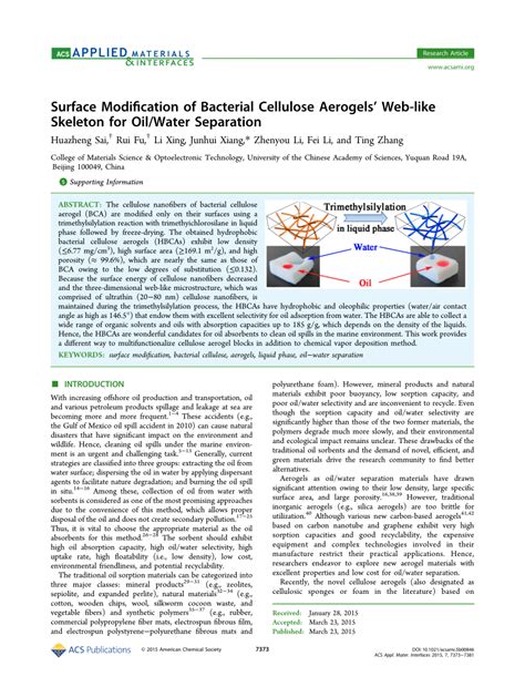 Pdf Surface Modification Of Bacterial Cellulose Aerogels Web Like