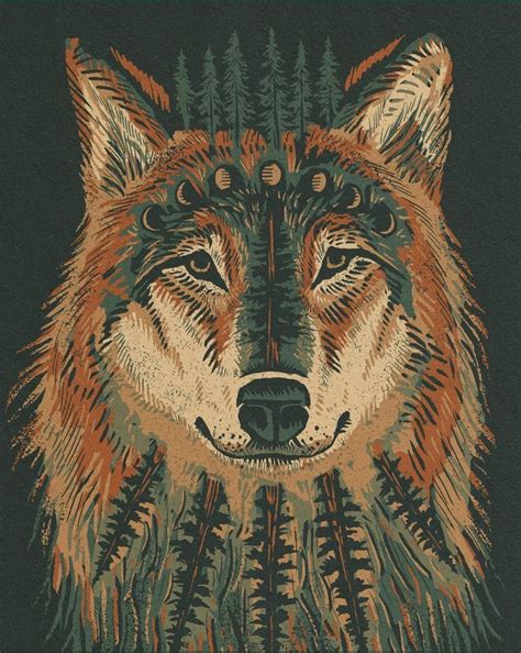 Wolf Illustration Nature Rustic Wolf Illustration Illustrated Wolf