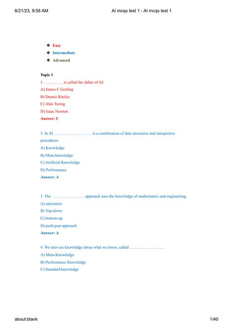 SOLUTION Ai Mcqs Test Ai Mcqs Test Studypool