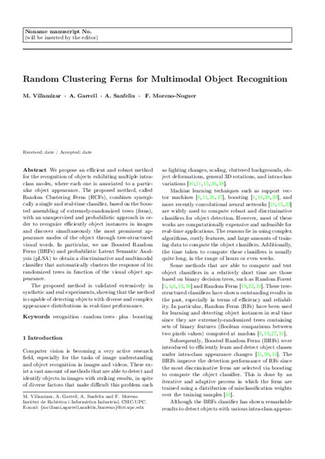 Pdf Random Clustering Ferns For Multimodal Object Recognition Anais