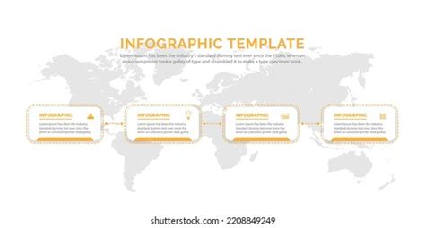 Perspective World Map Infographic Colorful Pointers Stock Vector