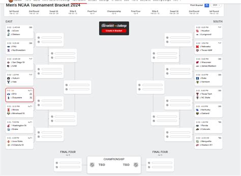 Printable College Basketball Brackets Pdf For March Madness Interbasket