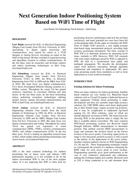 PDF Next Generation Indoor Positioning System Based On WiFi Time Of Flight