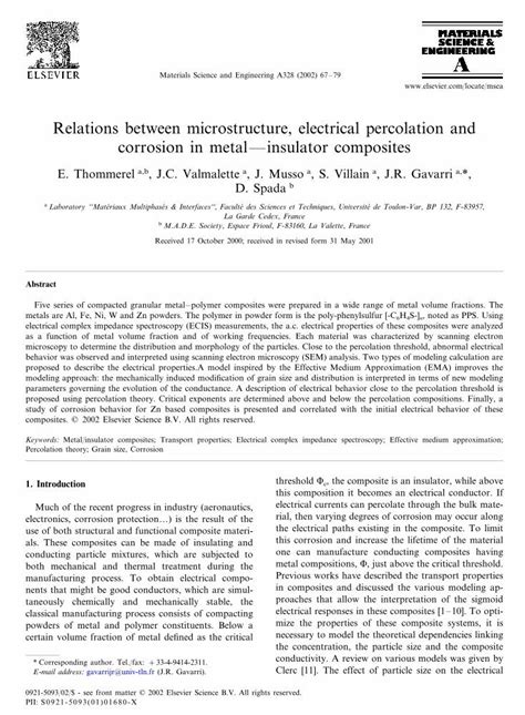 Pdf Relations Between Microstructure Electrical Percolation And