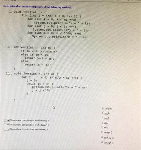 Solved M Determine The Runtime Complexity Of The