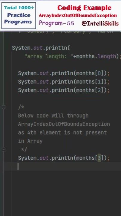 Java Program 55 Example Arrayindexoutofboundsexception In Java Shorts Java Coding Viral