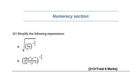 Solved Numeracy Section Q1 Simplify The Following