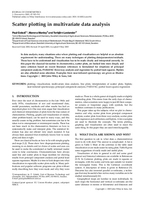 Pdf Scatter Plotting In Multivariate Data Analysis