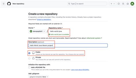 how to create a github repository and push a hello world java 21 maven