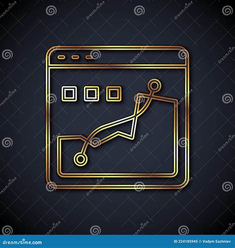Gold Line Histogram Graph Photography Icon Isolated On Black Background Vector Stock Vector