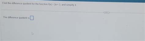 Solved Find The Difference Quotient For The Function Chegg