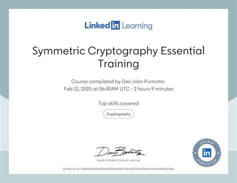 Just Finished The Course “symmetric Cryptography Essential Training” By