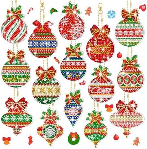 Ecation 24 Pcs Double Sided Christmas Ball Diamond Painting