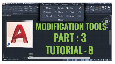 Autocad 2020 Tutorial 8 Description Of Modifying Tools Part 3 Youtube