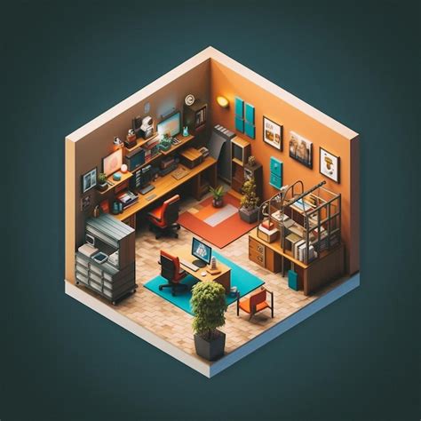 Premium Ai Image 3d Cute Isometric Office