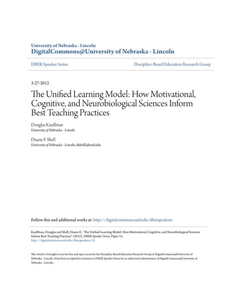 Pdf The Unified Learning Model How Motivational Cognitive And Neurobiological Sciences