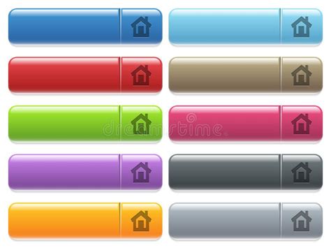 Home Icons On Color Glossy Rectangular Menu Button Stock Vector Illustration Of Menu Graphic