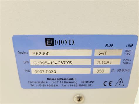 Dionex Ic Ion Chromatography System Rf2000 P680 Uci 50 Sor 100 Lab