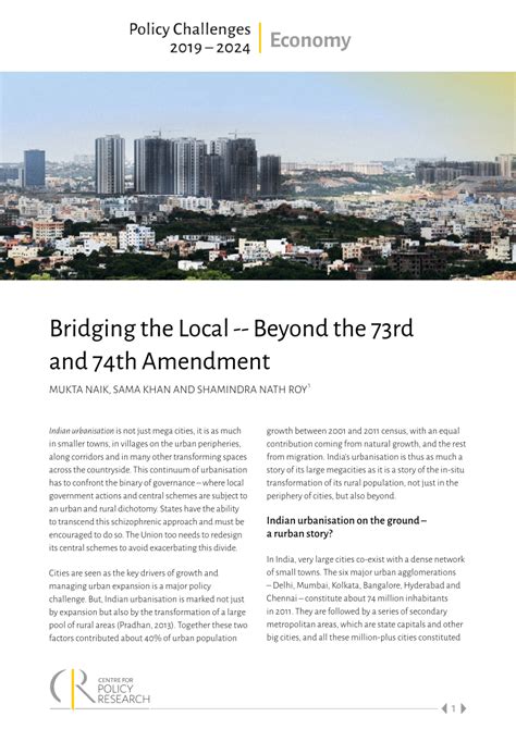 Pdf Bridging The Local Beyond The 73rd And 74th Amendment