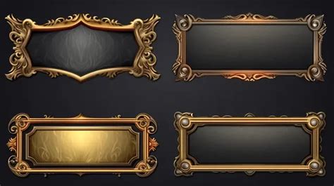 Richly Textured Gold Borders For Rpg Game Ui Frames Background Rpg Game Elements Gui