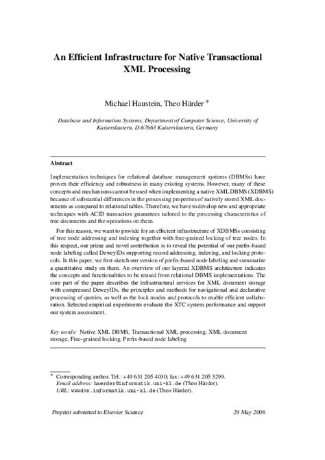 pdf an efficient infrastructure for native transactional xml processing