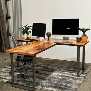 Reclaimed Wood T Shaped Desk Industrial Steel Legs Etsy
