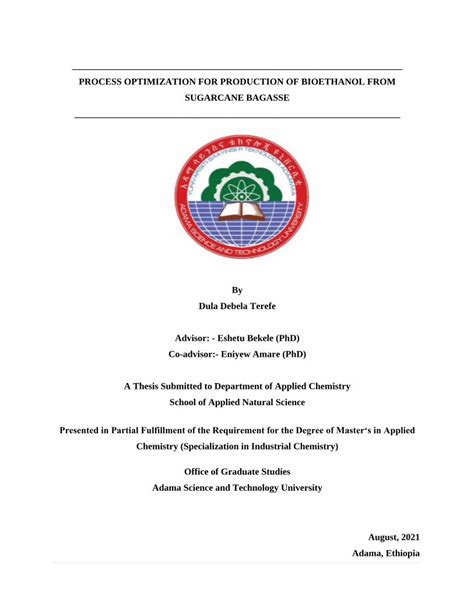 Pdf Process Optimization For Production Of Bioethanol … Dokumen Tips