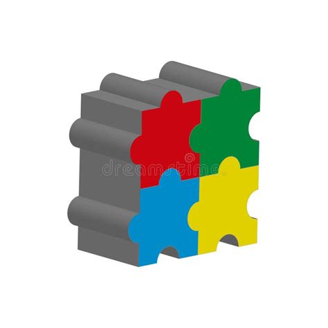 3d Puzzle Block Colorful Interlocking Pieces Abstract Geometric Shape Isometric Vector Design