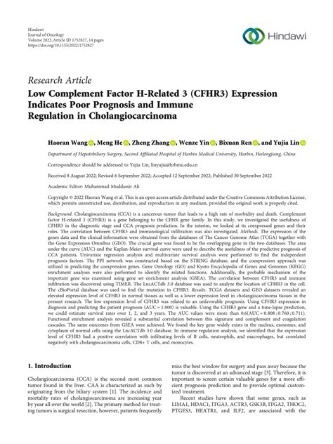 Pdf Low Complement Factor H Related 3 Cfhr3 Expression Indicates