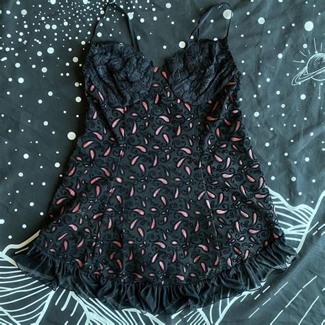 Sheer Red Cami Y K Sheer Cami With Ruffle Depop