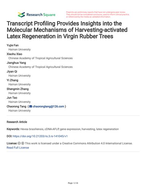 Pdf Transcript Profiling Provides Insights Into The Molecular