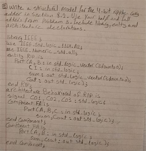 [solved] using vhdl 15 write a structural model for the 4 bit ripple