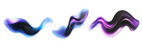 Abstract Wave Forms In Blue Purple Black Colors Three Fluid Shapes With Gradient Colors And