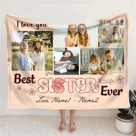 Best Sister Ever Custom Blanket With Picture Christmas T For Sister