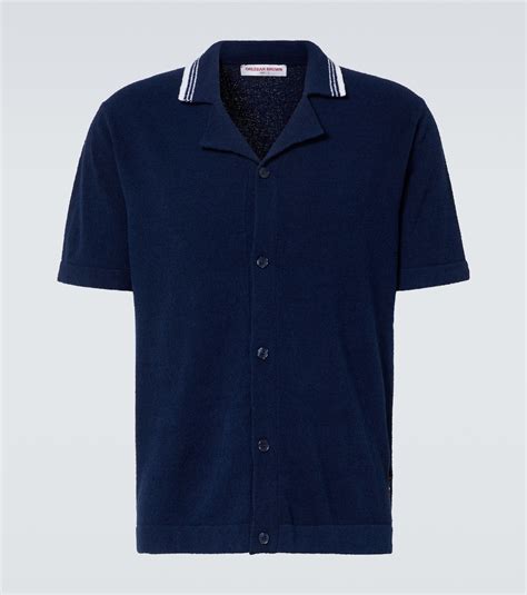 Tiernan Cotton Blend Bouclé Shirt In Blue Orlebar Brown Mytheresa