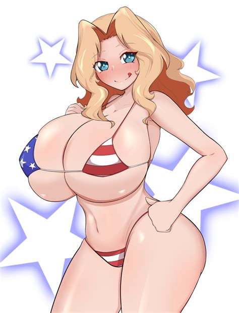 Rule 34 American Flag American Flag Bikini Blonde Hair Girls Und Panzer Huge Breasts Kay