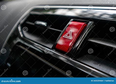 Red Hazard Button Or Emergency Warning Light Button On The Car