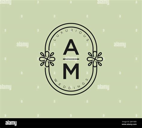 Am Initials Letter Wedding Monogram Logos Template Hand Drawn Modern