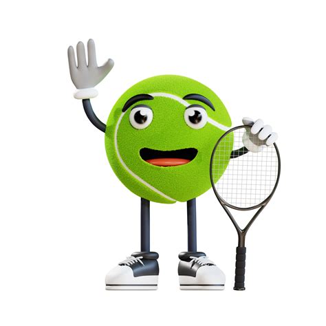 Tennis Ball Mascot Say Hello 3d Character Illustration 11345386 Png